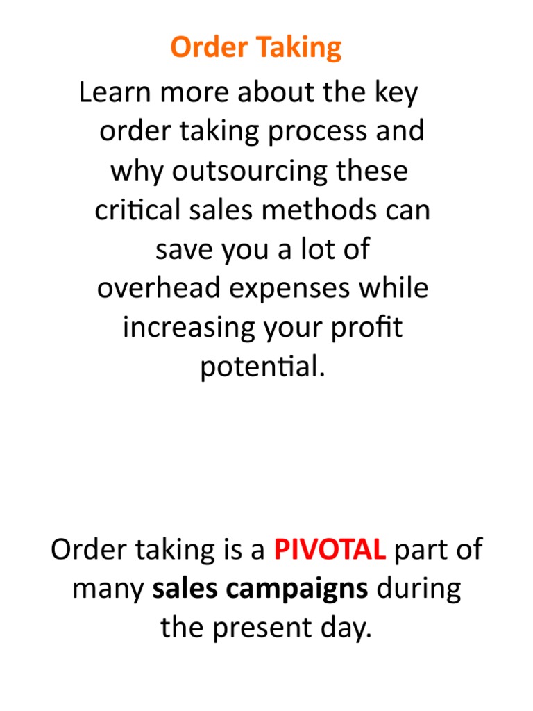 Effective Order Taking Strategies | PDF