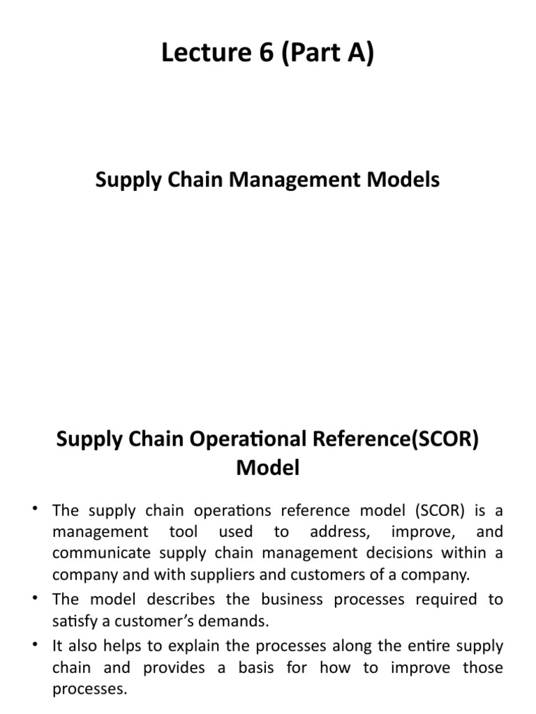 Lecture 6 (Part A) : Supply Chain Management Models | Download Free PDF ...