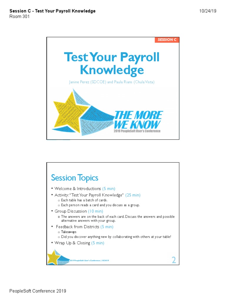 Session C - Test Your Payroll Knowledge | PDF | Business