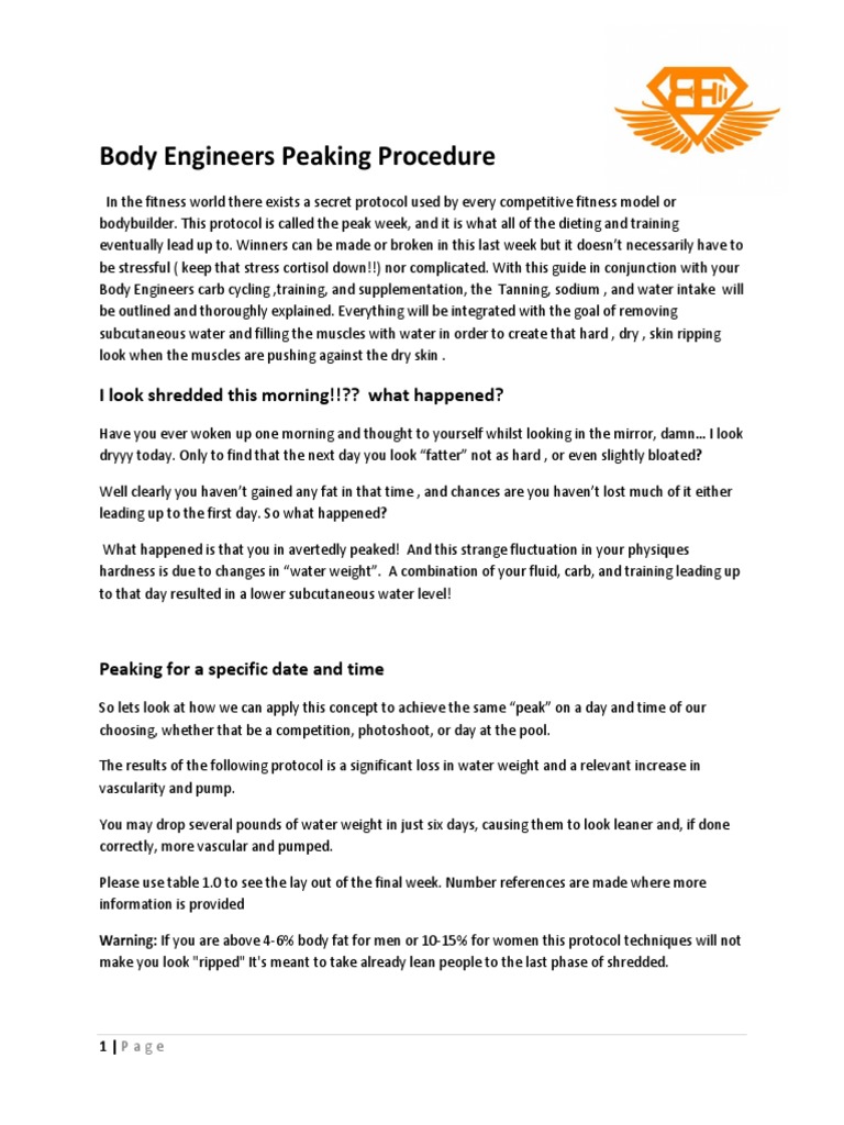 Body Engineers Peaking Procedure 1 PDF | PDF | Low Carbohydrate Diet ...