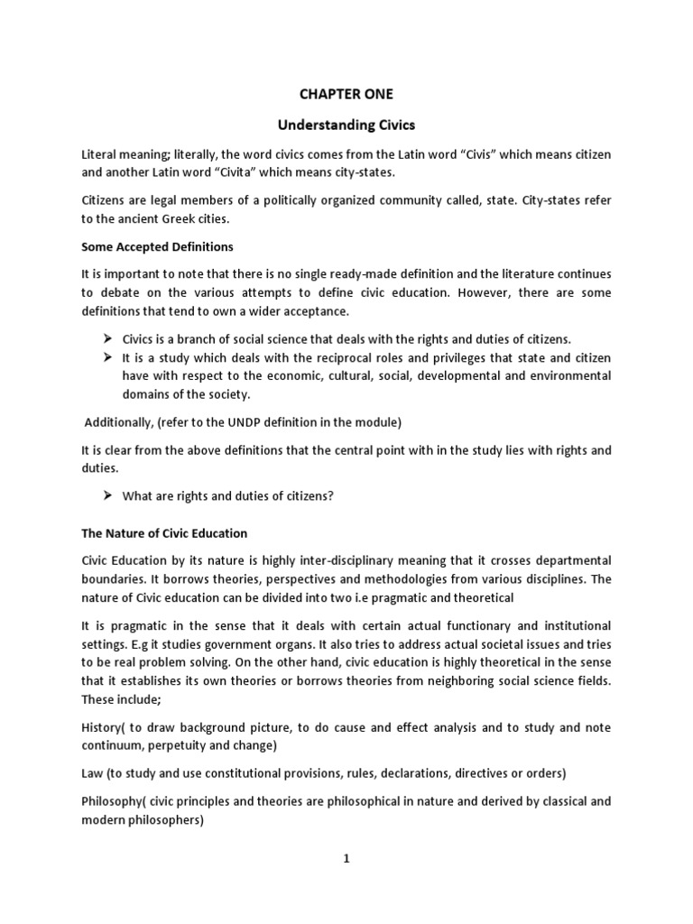 Chapter One Understanding Civics: Some Accepted Definitions | Download ...