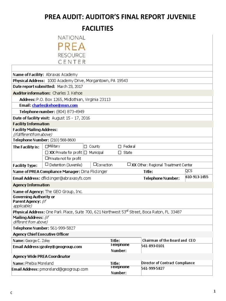 Abraxas Academy Morgantown 2017 Audit - Operation Summer Storm | PDF ...