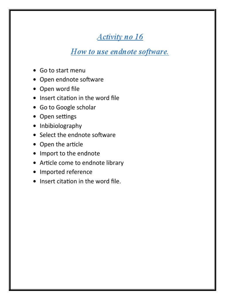 Activity No 16 How To Use Endnote Software | PDF