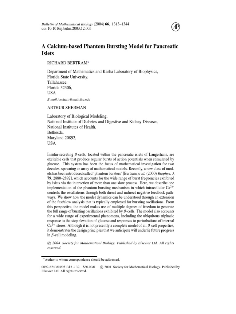 Richard Bertram, Arthur Sherman - A Calcium-Based Phantom Bursting ...