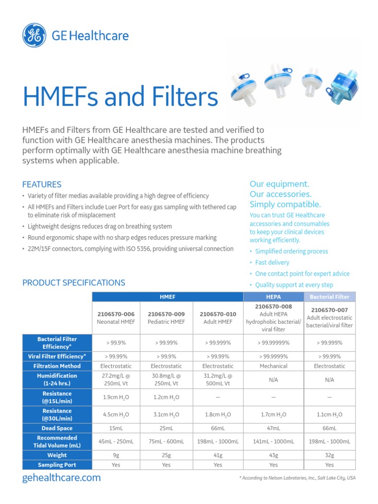 Clinical Accessories Datsheet Hmef Filters DOC2267909 PDF | PDF ...