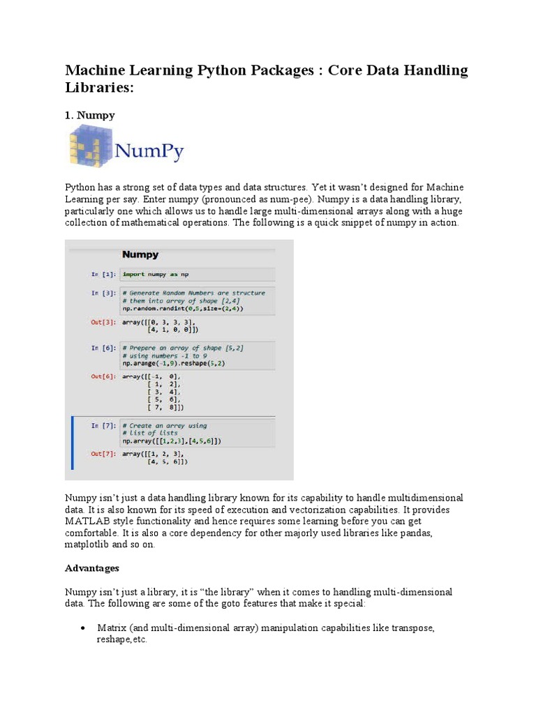 Machine Learning Python Packages | PDF | Python (Programming Language ...