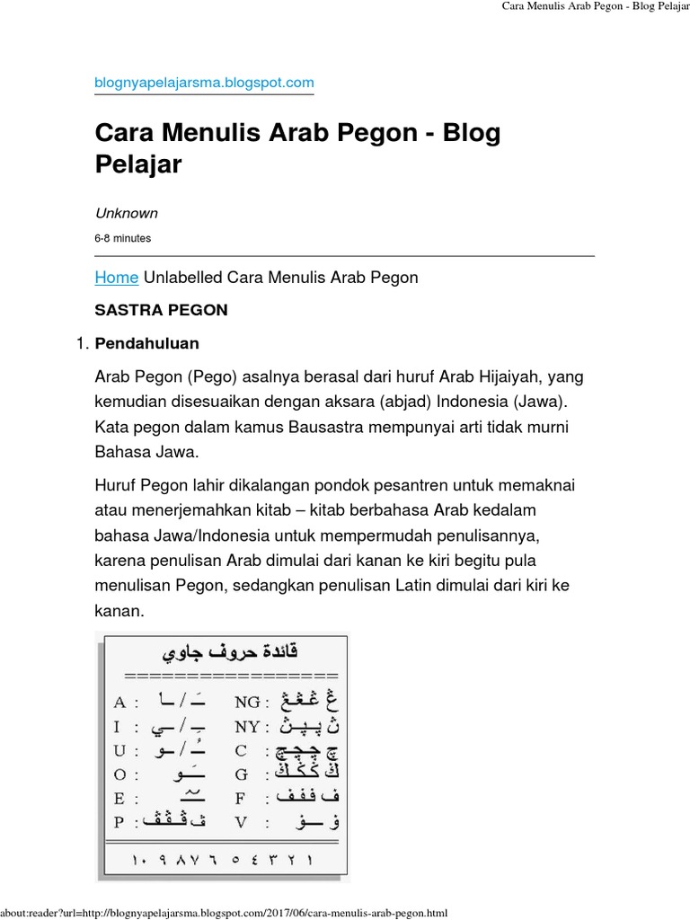 Panduan Menulis Aksara Pegon | PDF