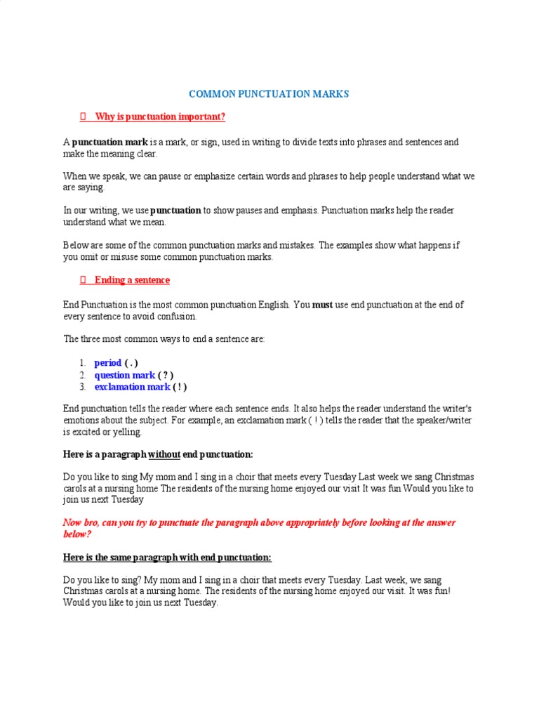 Common Punctuation Marks Explained | PDF | Bracket | Ellipsis