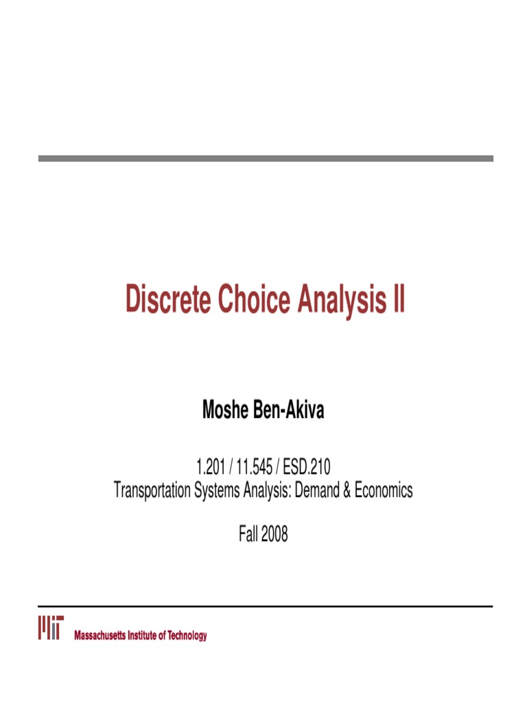 Discrete Choice Analysis | Download Free PDF | Multivariate Statistics ...