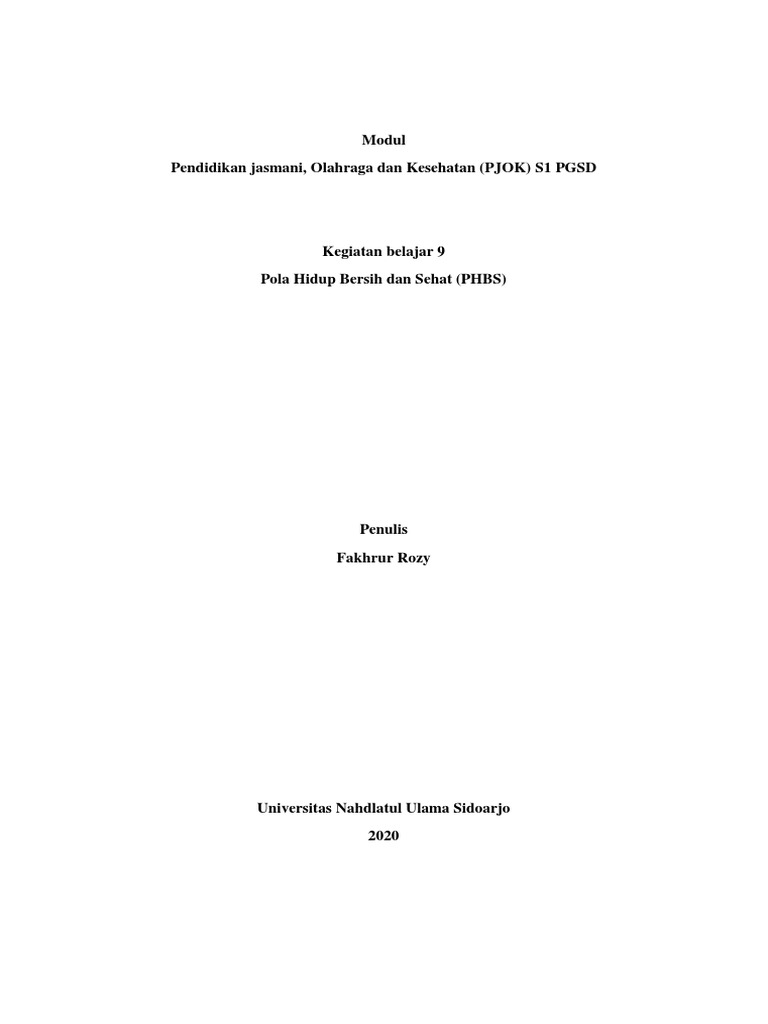 Modul 9 Pola Hidup Bersih Dan Sehat (PHBS) | PDF