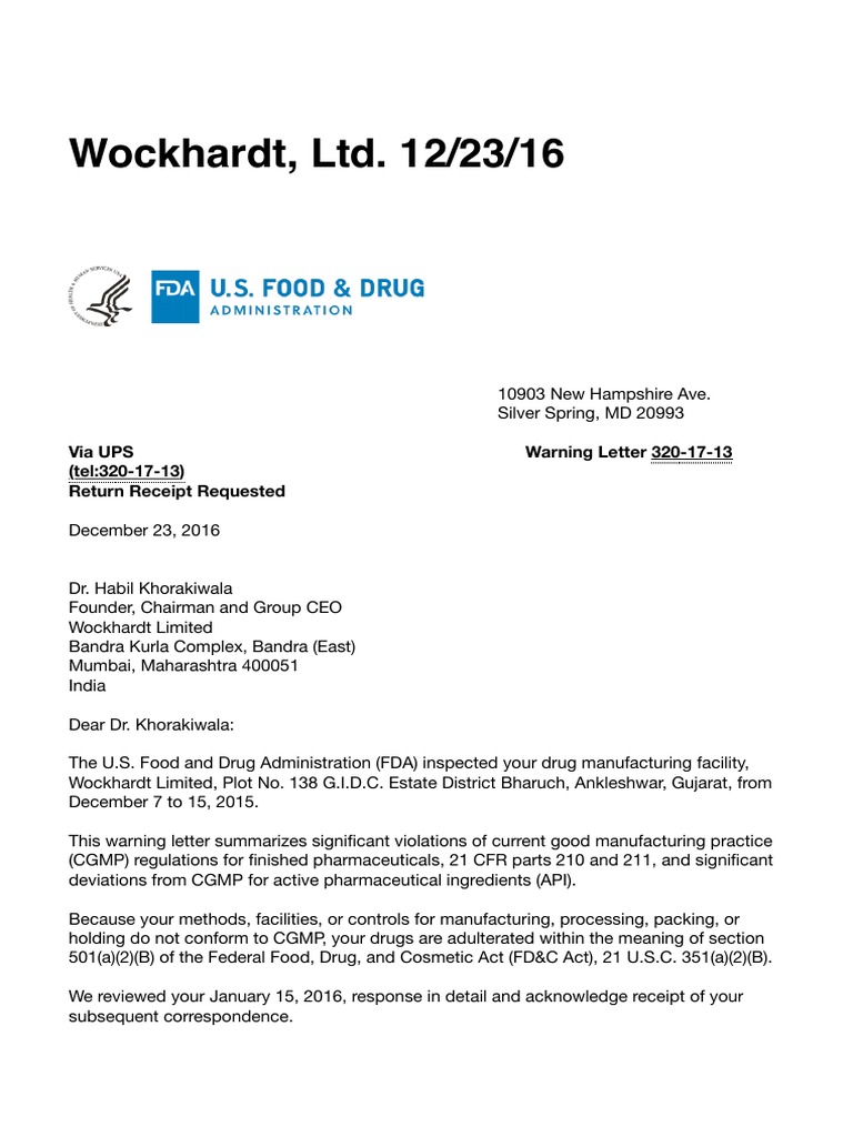 Wockhardt 483 | PDF | Food And Drug Administration | Sterilization ...