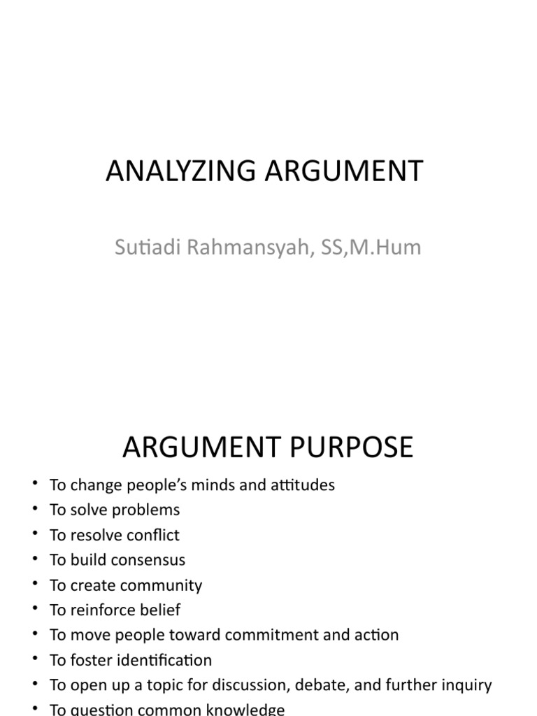Analyzing Argument: Sutiadi Rahmansyah, SS, M.Hum | PDF | Argument ...