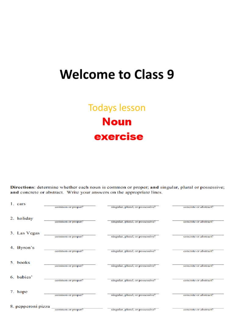 Welcome To Class 9: Todays Lesson | PDF