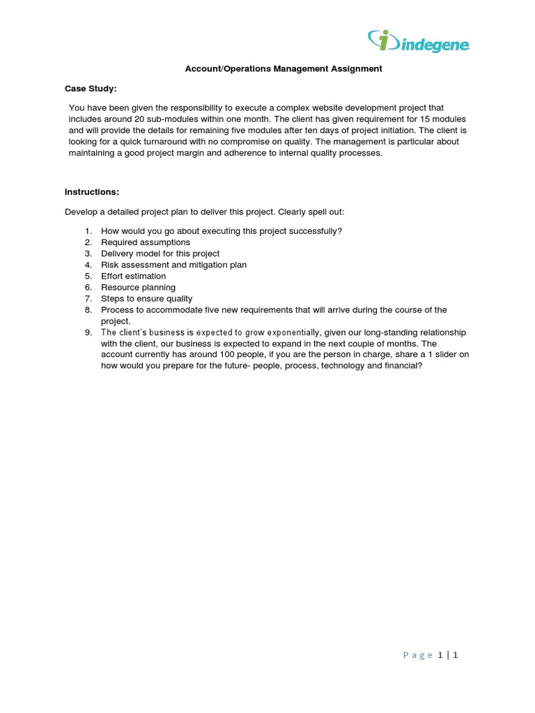 Account/Operations Management Assignment Case Study | PDF