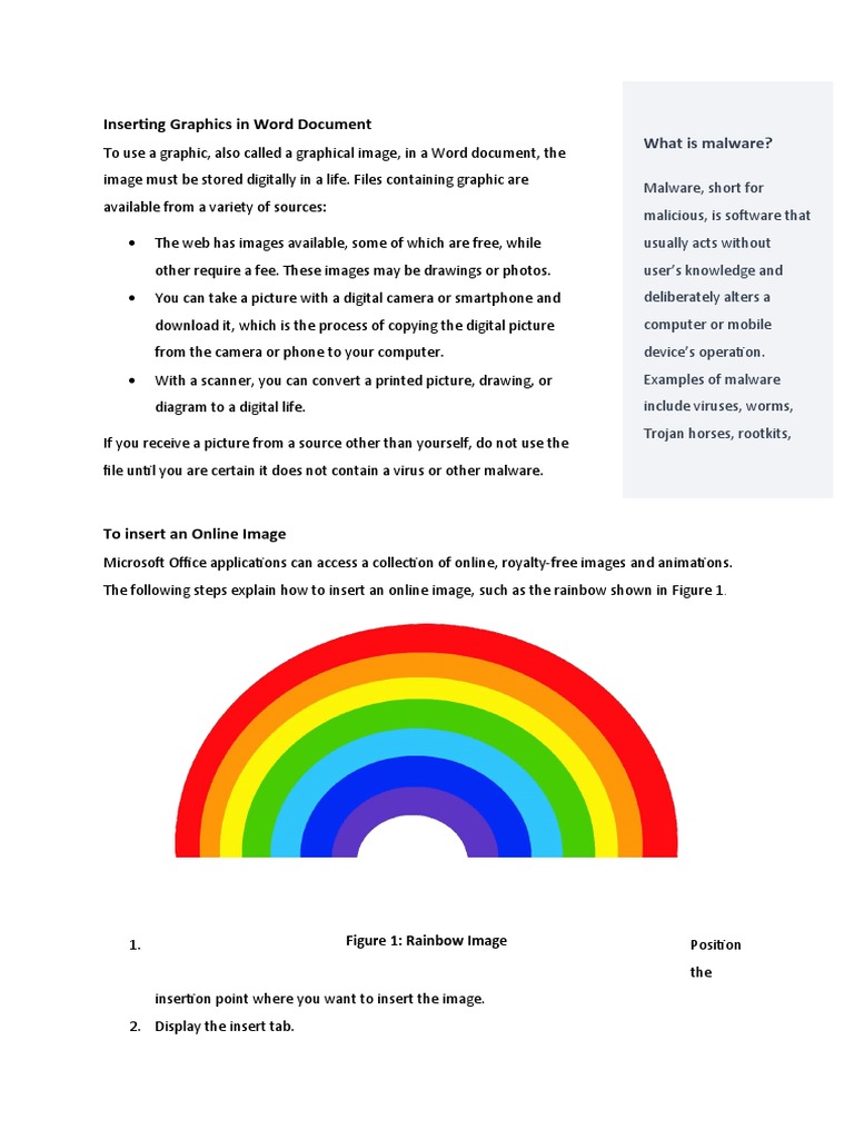 Inserting Graphics in Word Document: What Is Malware? | PDF ...