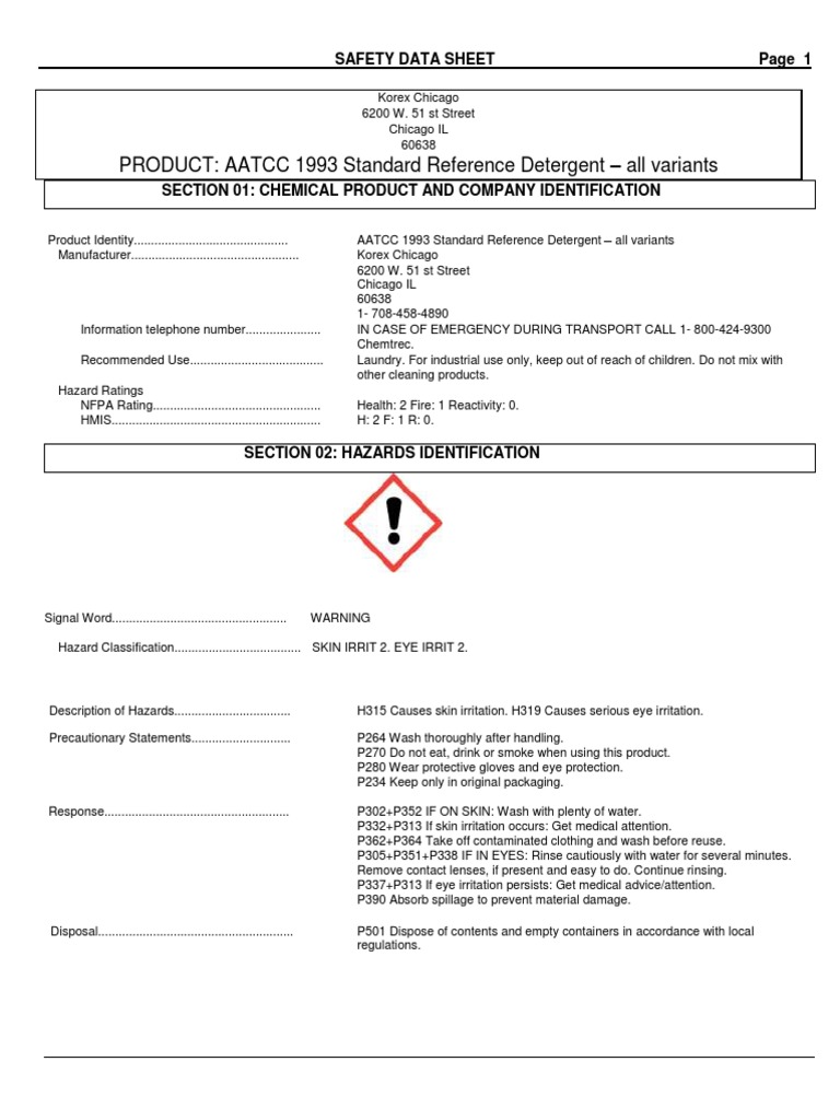 PRODUCT: AATCC 1993 Standard Reference Detergent - All Variants | PDF ...