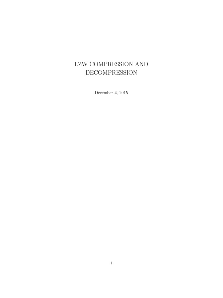 LZW Compression and Decompression: December 4, 2015 | PDF | String (Computer Science) | Data ...