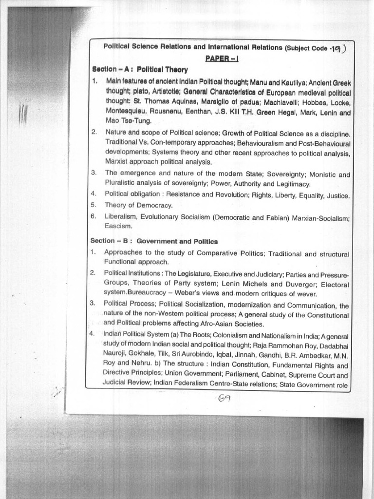 Syllabus KPSC KAS Main Exam Political Science Relations and ...