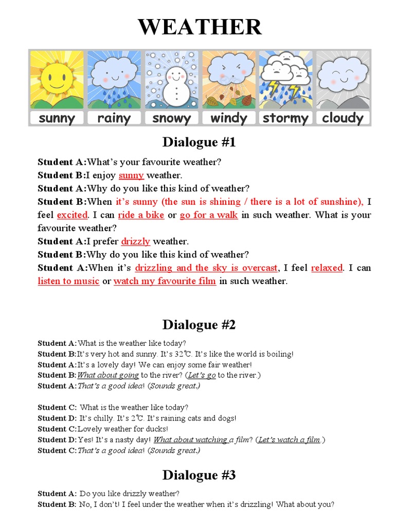 ESL Weather Conversation Dialogues | PDF