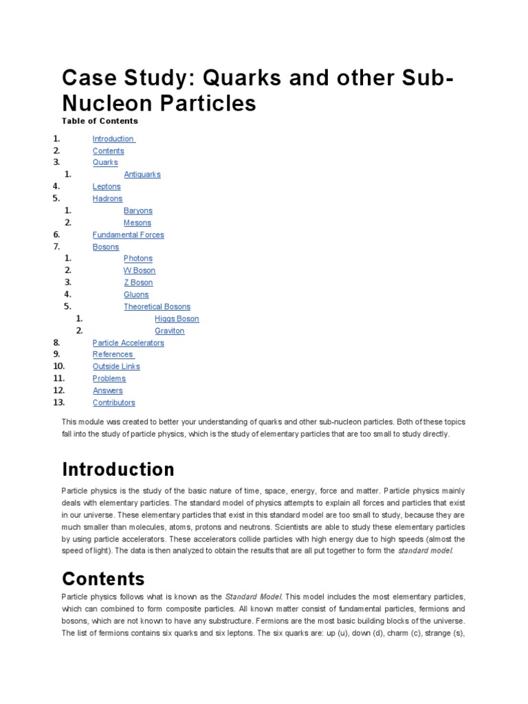 Case Study | PDF | Quark | Elementary Particle