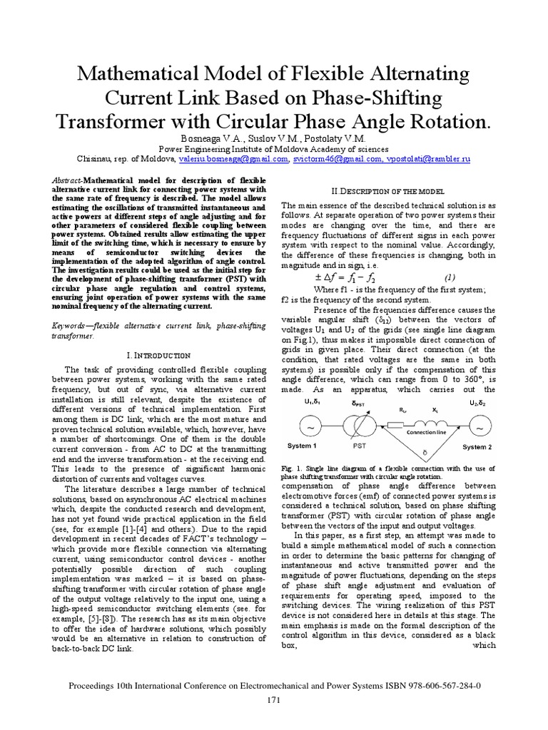 Mathematical Model of Flexible Alternating Current Link Based On Phase ...