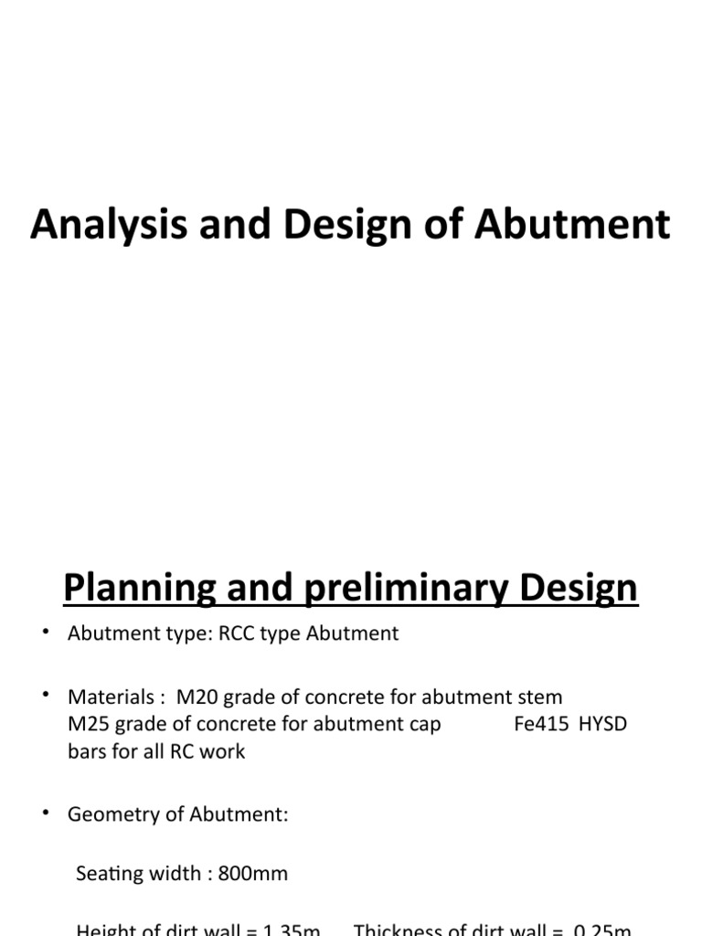 Abutment Design Analysis and Methodology | PDF | Length | Civil Engineering
