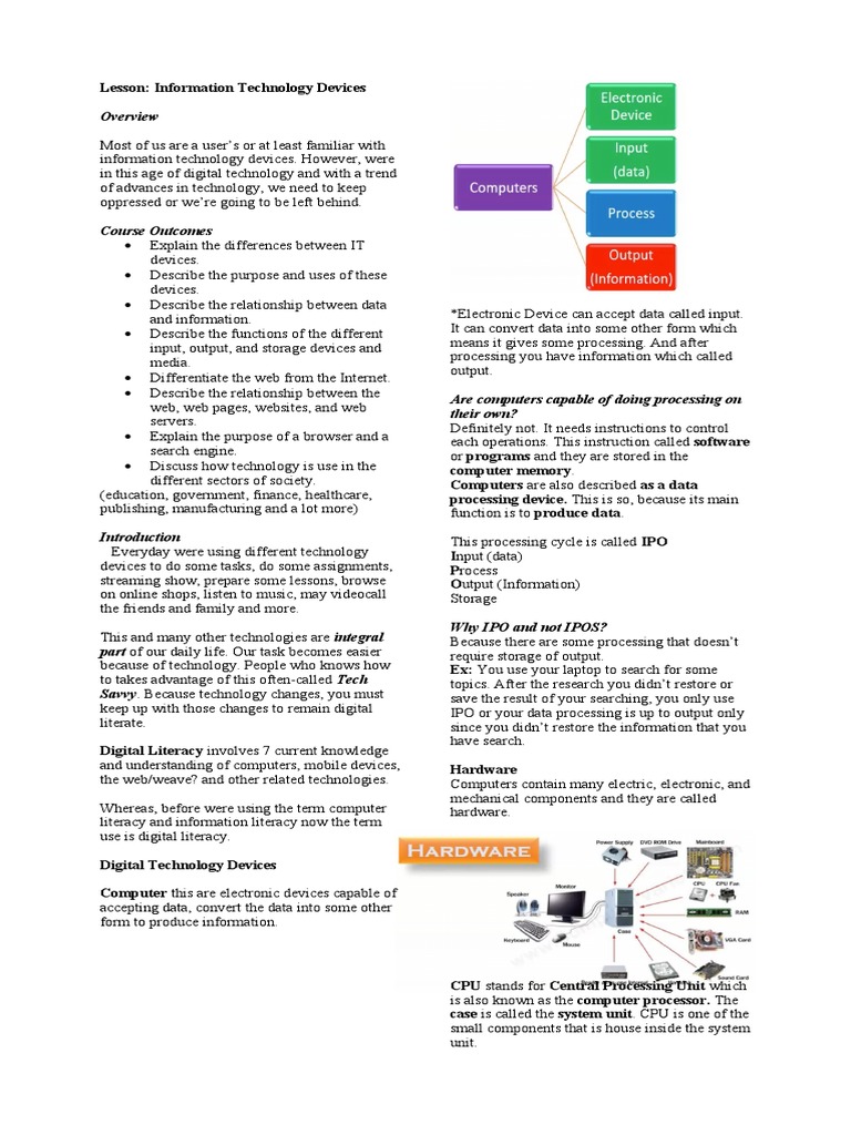 Overview of Information Technology Devices | PDF | Computer Data ...