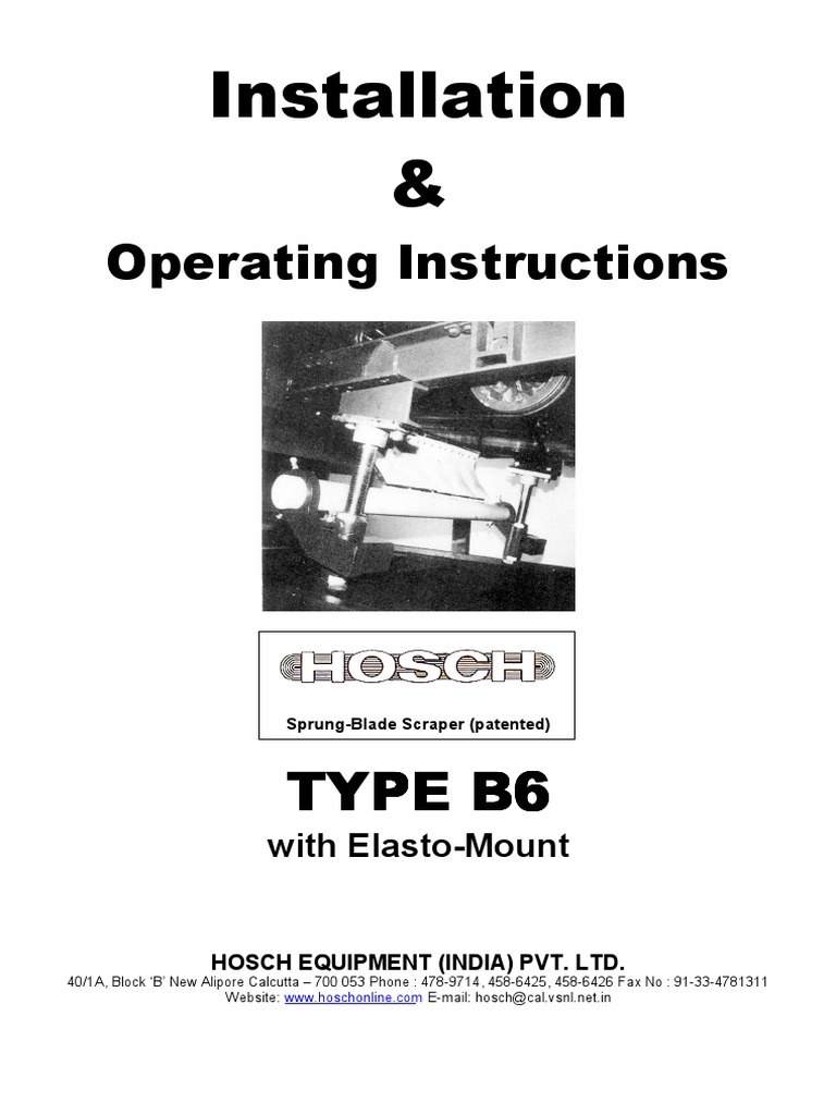 Installation, Operation, and Maintenance Instructions for Hosch ...