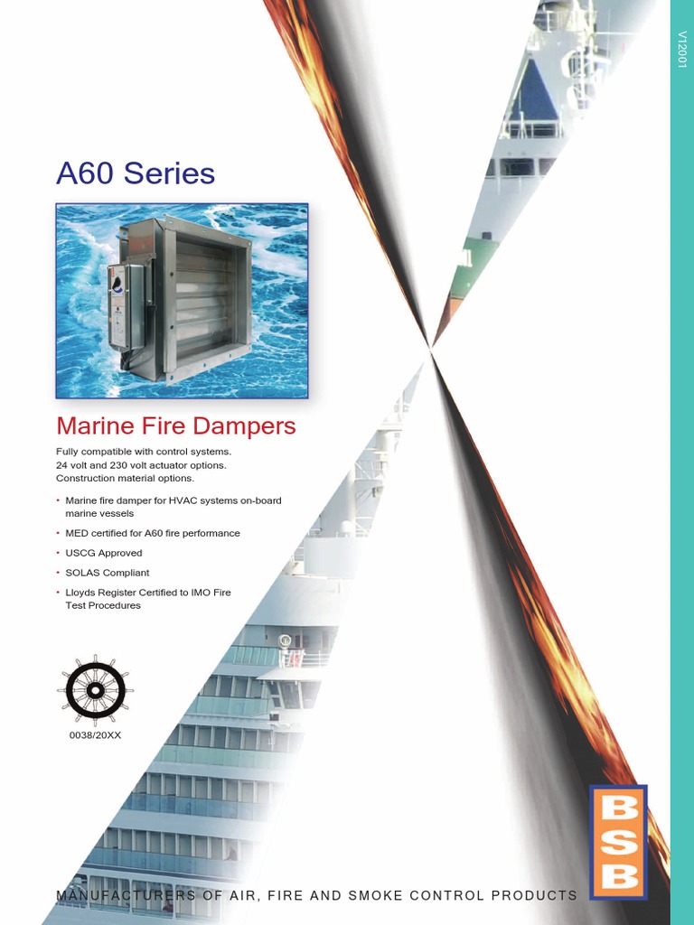 A60 Series: Marine Fire Dampers | PDF | Alternating Current | Duct (Flow)