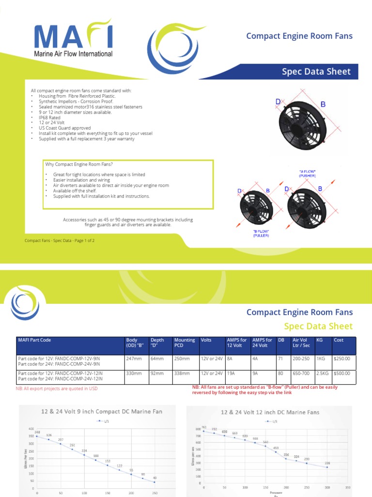 Compact Engine Room Fans Specs | PDF | Manufactured Goods | Building ...