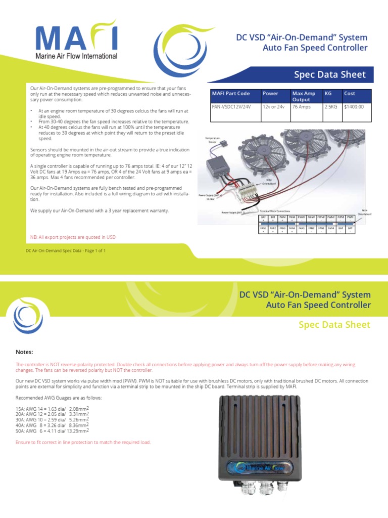 Spec Data Sheet: DC VSD "Air-On-Demand" System Auto Fan Speed ...