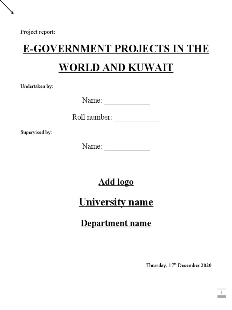 Project Report (E-Government Projects in The World and Kuwait) | PDF ...