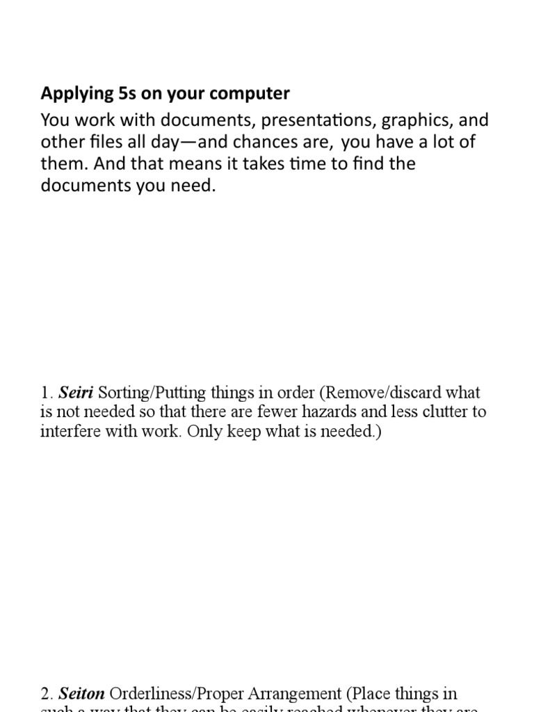 Applying 5s On Your Computer | PDF