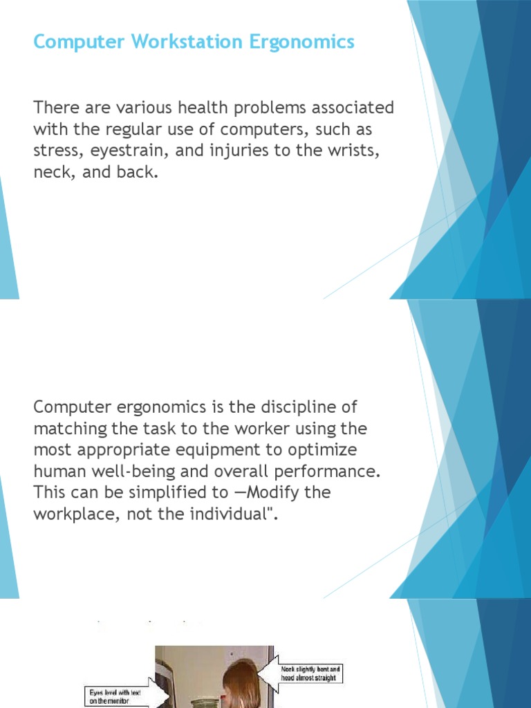 Computer Workstation Ergonomics Guide | PDF | Computer Keyboard | Chair