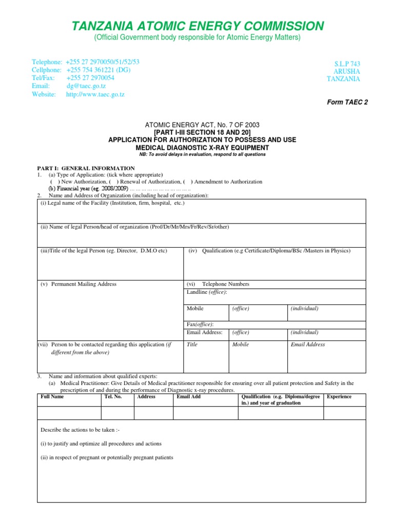 Form Taec 2 | PDF | Radiation Protection | X Ray