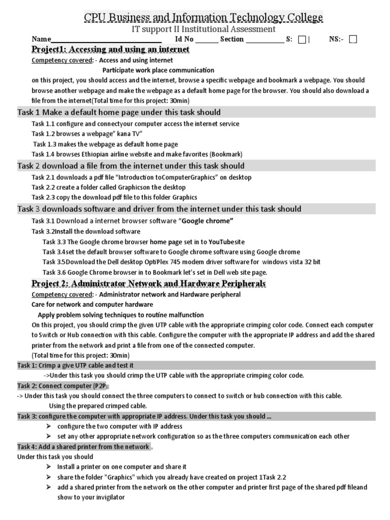 Project1: Accessing and Using An Internet: Task 1 Make A Default Home Page Under This Task ...