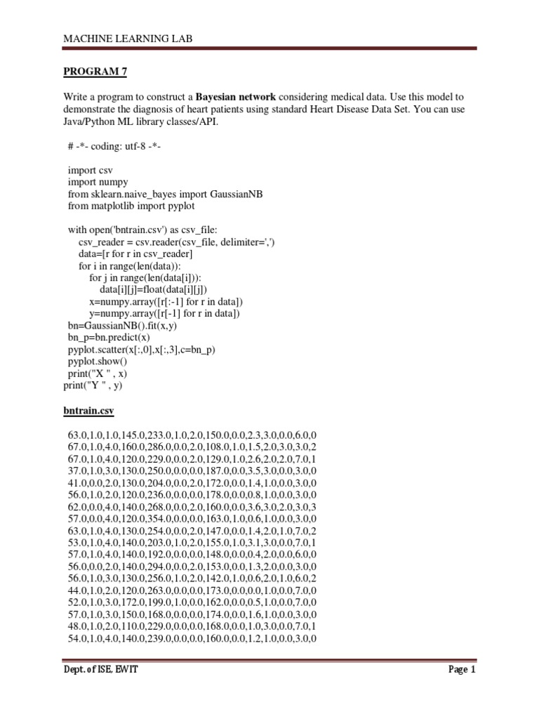 Program 7: Dept. of ISE, EWIT | PDF | Cluster Analysis | Machine Learning