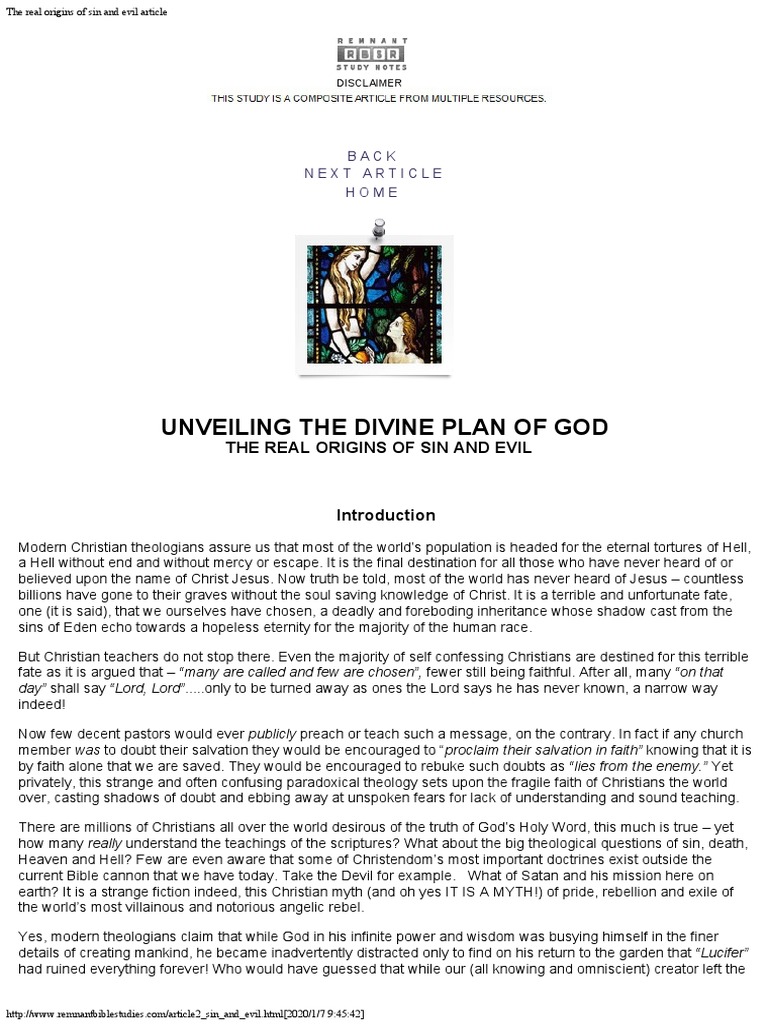 The Real Origins of Sin and Evil Article | PDF | Adam | Adam And Eve