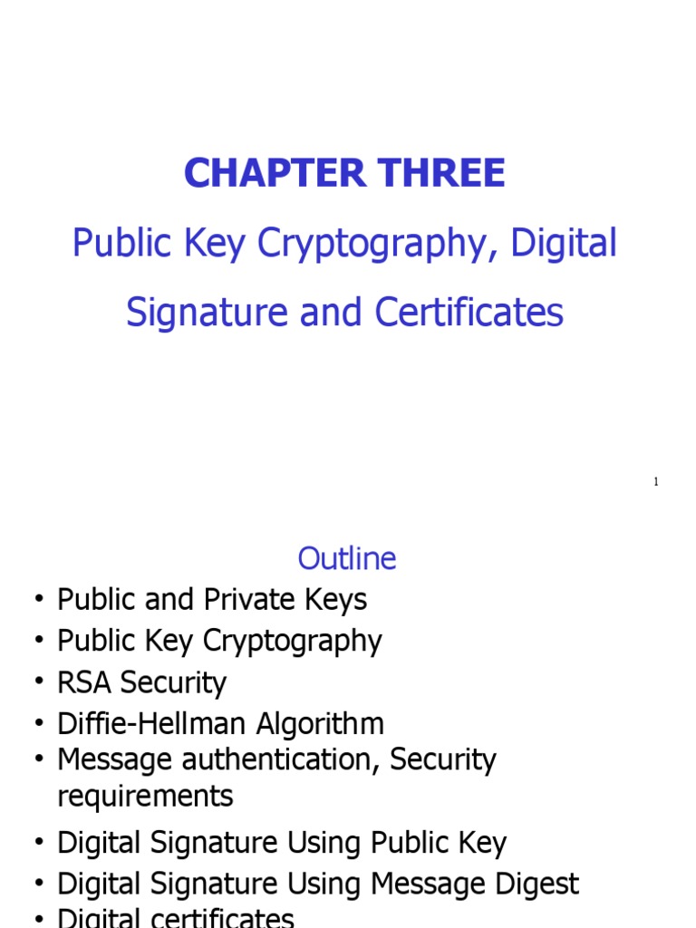 Chapter 3 Public Key Crypto Digital Sign and Cert | PDF | Public Key Cryptography | Key ...