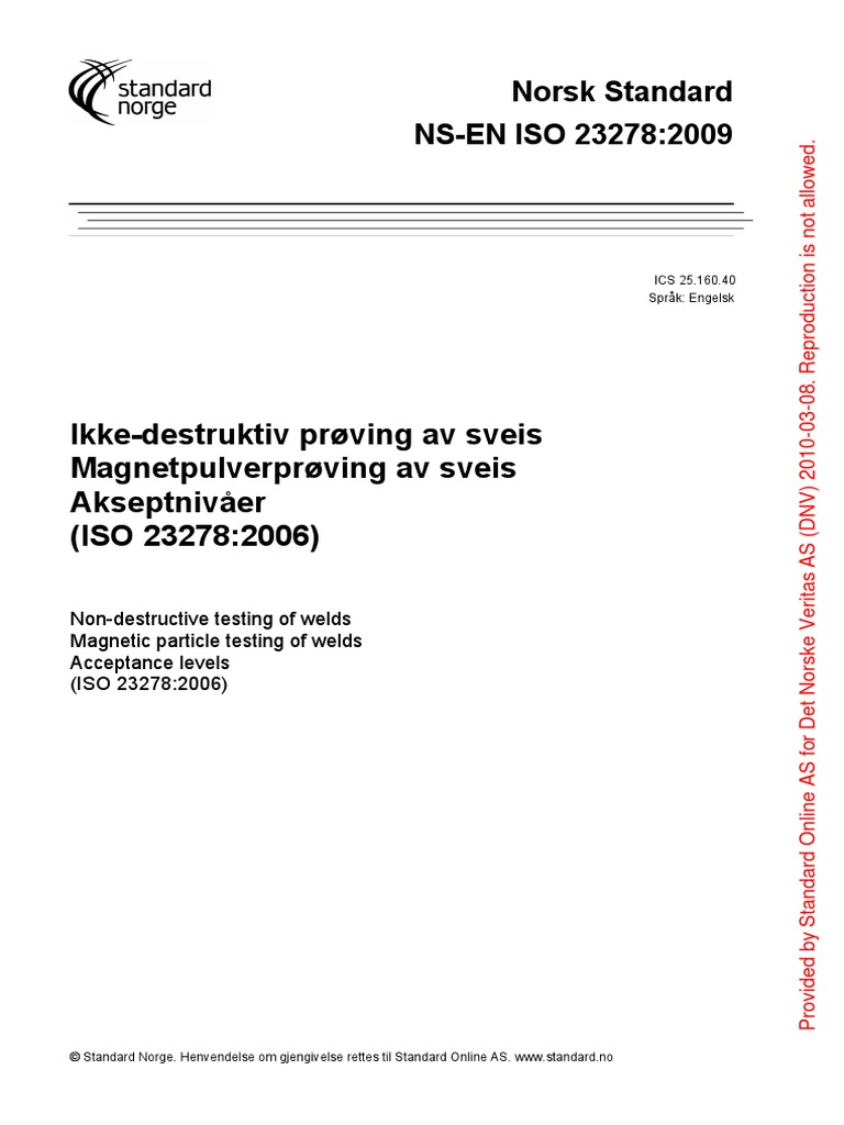 EN ISO 23278-2009 (Replace EN 1291) PDF | PDF | International ...