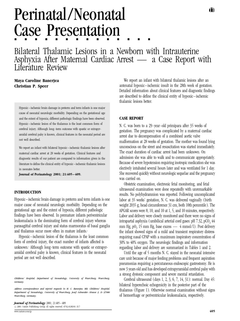 Perinatal/Neonatal Case Presentation | Download Free PDF | Thalamus ...
