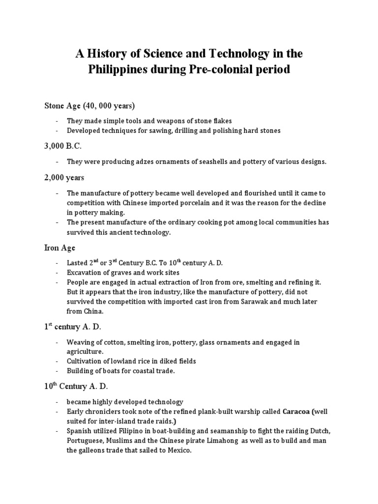 A History of Science and Technology in The Philippines During Pre ...