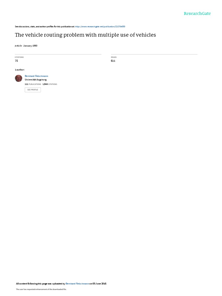 Vehicle Routing with Multiple Vehicle Use | PDF | Mathematical Concepts ...