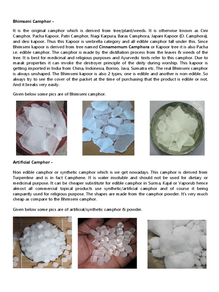 Bhimseni Pure Edible Camphor Isobernel Flakes | PDF | Nature | Foods