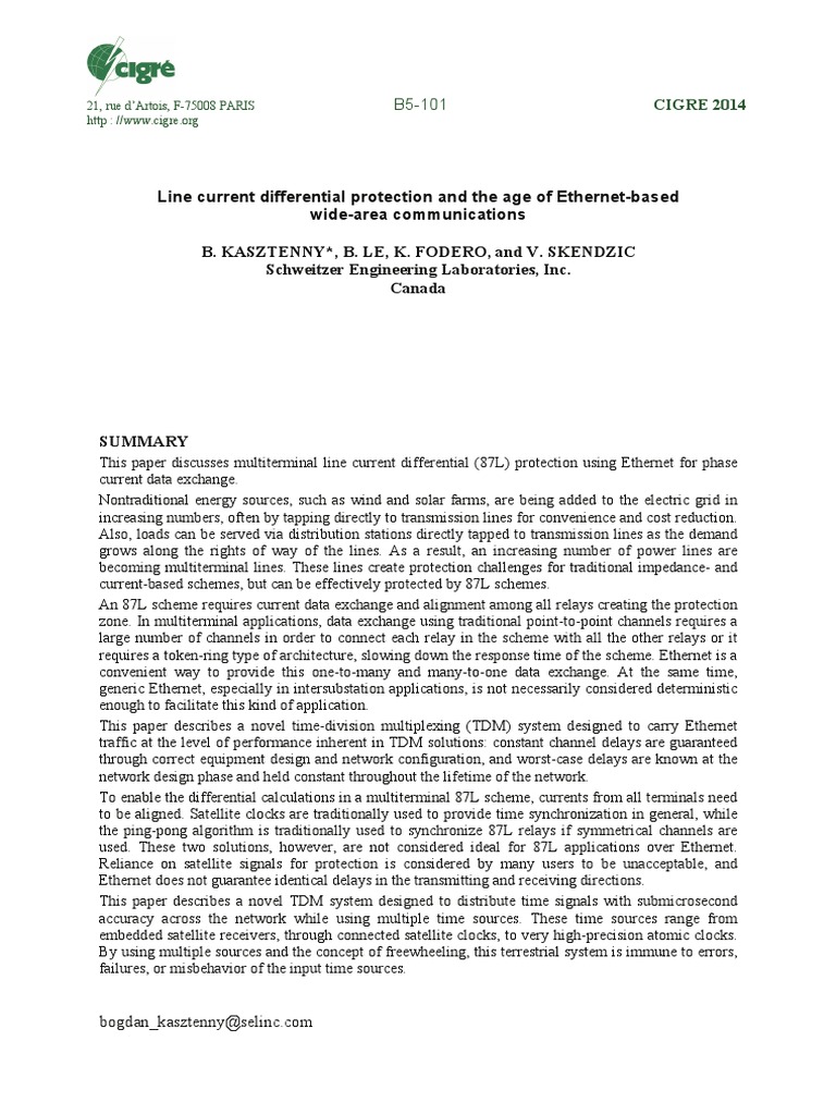 Line Current Differential Protection and The Age of Ethernet-Based Wide-Area Communications ...