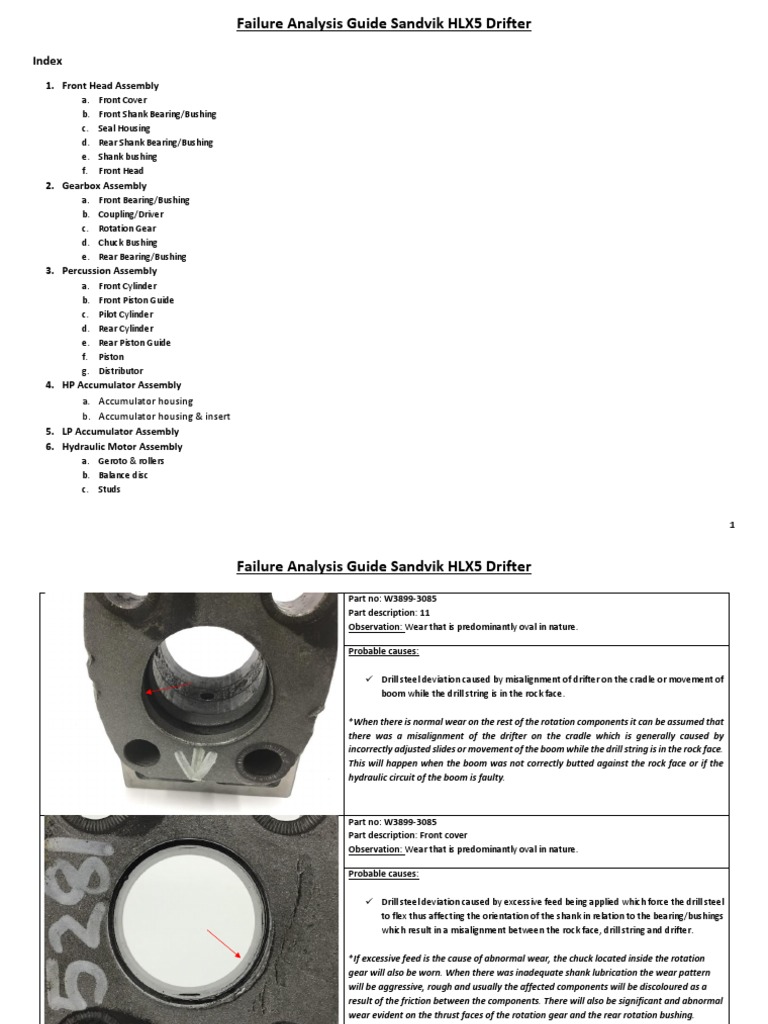 HLX5 Drifter Failure Guide (Rev3) | PDF | Wear | Bearing (Mechanical)