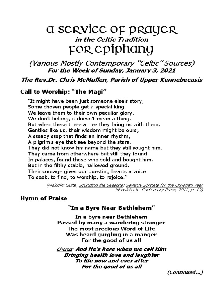 Celtic Prayer Epiphany Week Jan 3'21 | PDF | Lord's Prayer | Biblical Magi