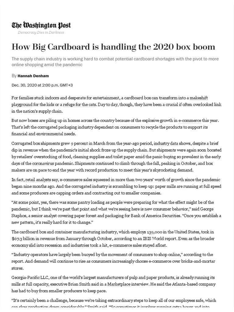 E-Commerce Fuels Cardboard Surge | PDF | Recycling | E Commerce