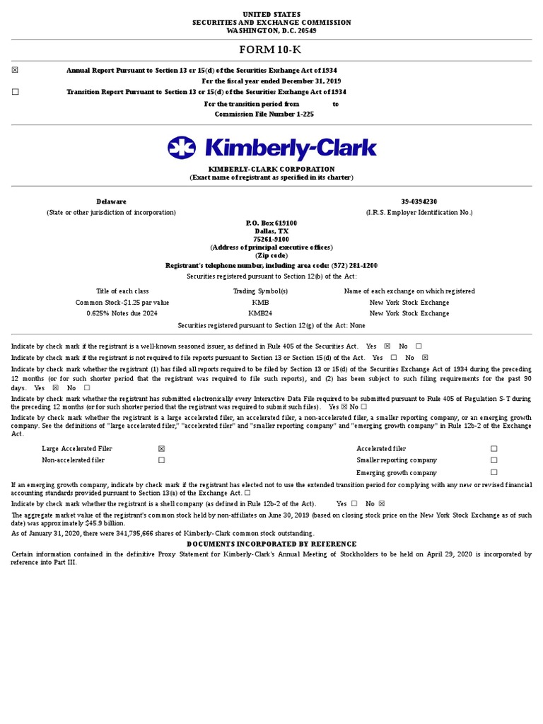 Kimberly-Clark 2019 Annual Report | PDF | Form 10 K | Competition