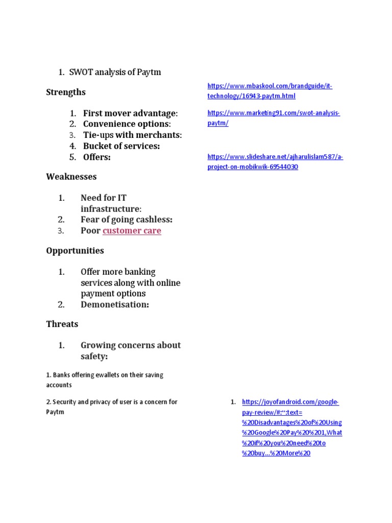 SWOT Analysis of Paytm | PDF